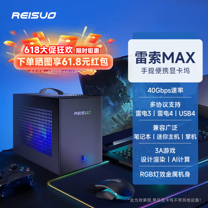 【手慢无】雷索 RTX30/4060/3080Ti 笔记本迷你主机外接显卡坞_游戏硬件显卡-中关村在线