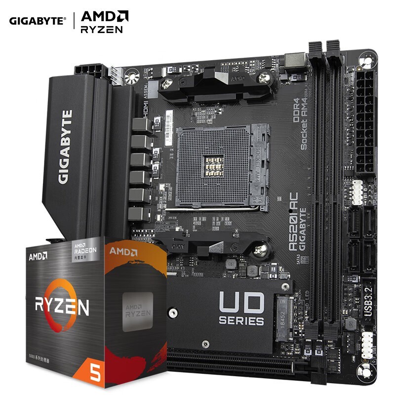 【手慢无】超值价！技嘉主板CPU套装A520I AC+锐龙5 5500GT到手仅1404元_技嘉 A520 AORUS ELITE_家电导购 ...