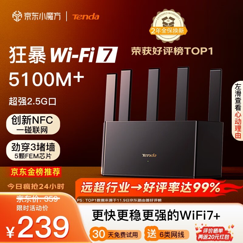 腾达WiFi7 BE5100路由器京东限时特惠229元_鑫腾达 墙壁式路由器插座酒店wifi覆盖_ZOL企业站-中关村在线