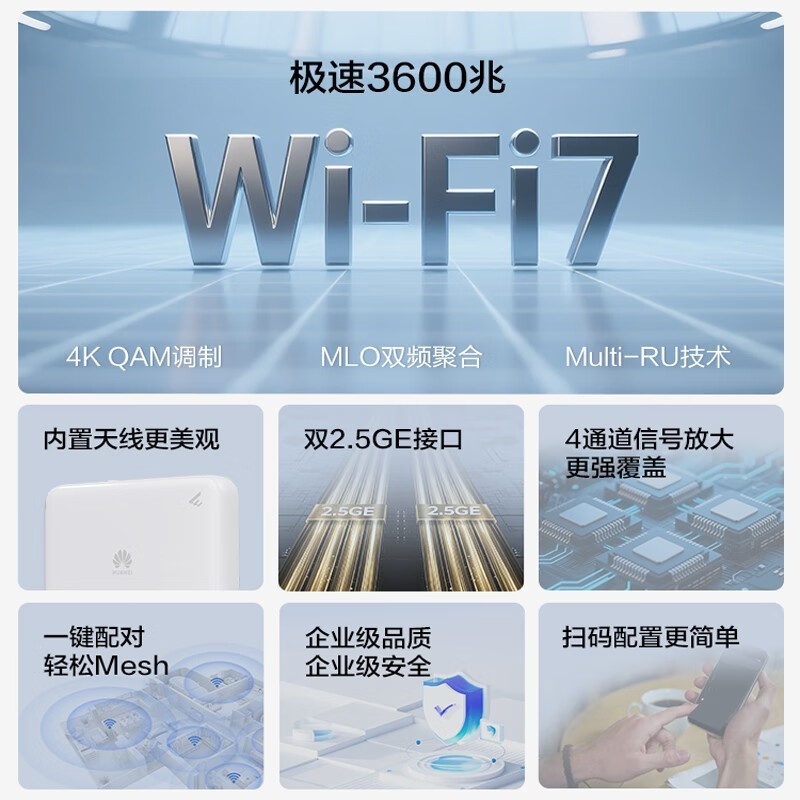 华为路由器BE3600双2G口WiFi7家用高速无线路由器限时特惠213元_ZOL企业站-中关村在线