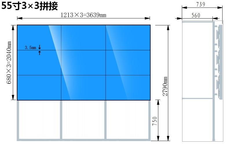 四维全景主动立体屏VR3D55寸3x3拼接显示器_液晶显示器-中关村在线