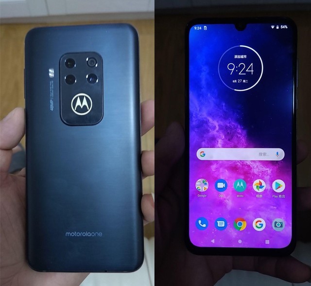 Moto One Zoom真机谍照曝光 发光logo情怀加持_Moto One Zoom_产品资讯-中关村在线