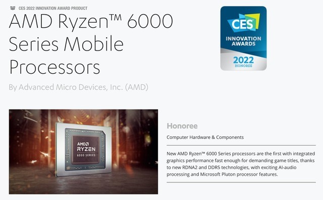 AMD 锐龙 6000移动处理器获CES 创新奖:搭载Microsoft Pluton安全芯片（全文）_AMD Ryzen 9 6980HX ...