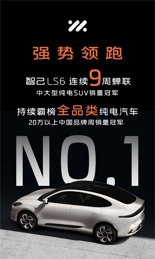 中大型纯电SUV 9连冠！智己LS6蝉联中大型纯电SUV销量冠军（全文）_磐英 KP6-LS_业界资讯-中关村在线