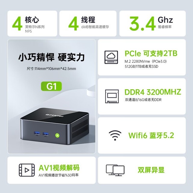 【手慢无】GMK极摩客G1迷你台式机大促：满800减150，到手价1049元_台式电脑导购-中关村在线