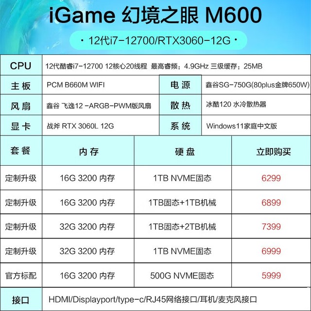 【手慢无】七彩虹iGame M600 幻境之眼游戏主机直降1200元 促销至4399元_台式电脑导购-中关村在线