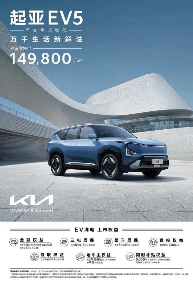 12万就能买纯电SUV了！起亚EV5优惠来袭_路畅 起亚-K5_业界资讯-中关村在线