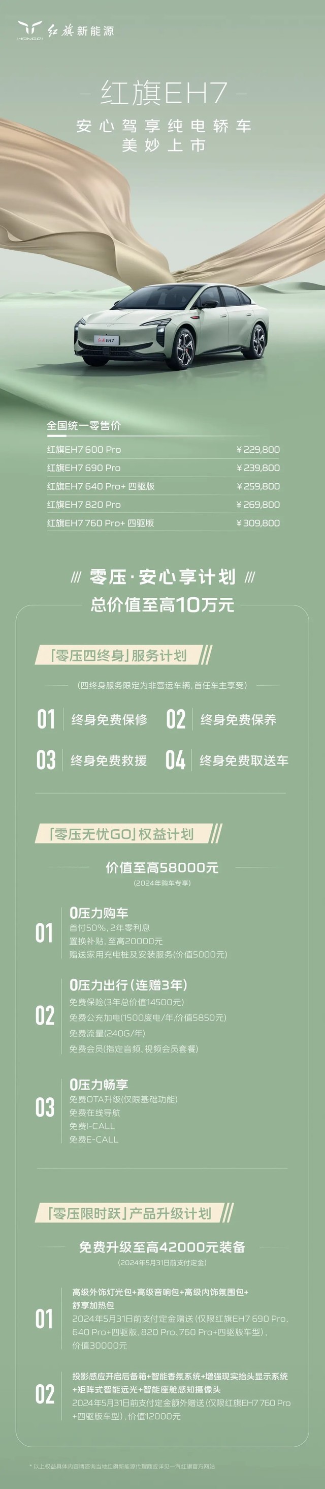 红旗纯电新车EH7上市：22.98-30.98万元（全文）_红旗H7 2021款 1.8T 公务版_汽车科技新闻-中关村在线